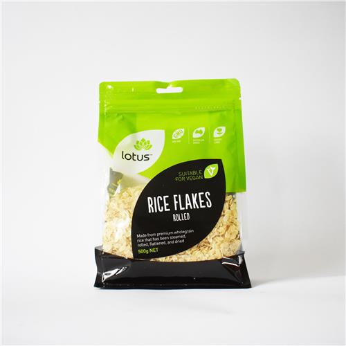 Lotus Rice Flakes Brown Rolled 500g – All About Organics Online