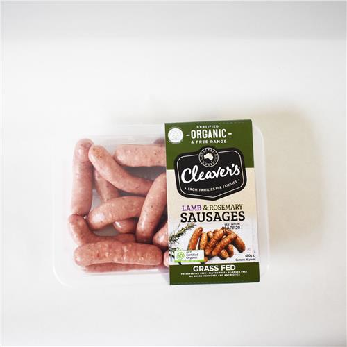 Cleavers Organic Lamb Rosemary Sausage Chipolatas 480g – All About ...