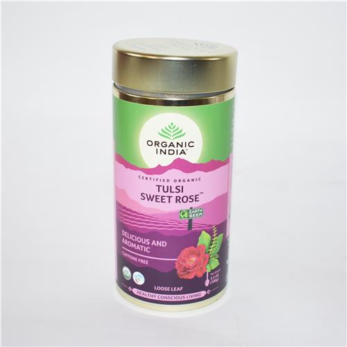 Organic India Tea Tulsi Sweet Rose Loose Leaf 100g – All About Organics ...